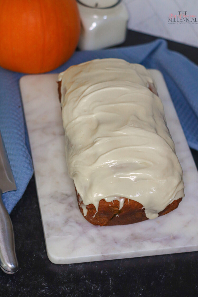 Pumpkin Bread With Cream Cheese Icing - TMSAHM
