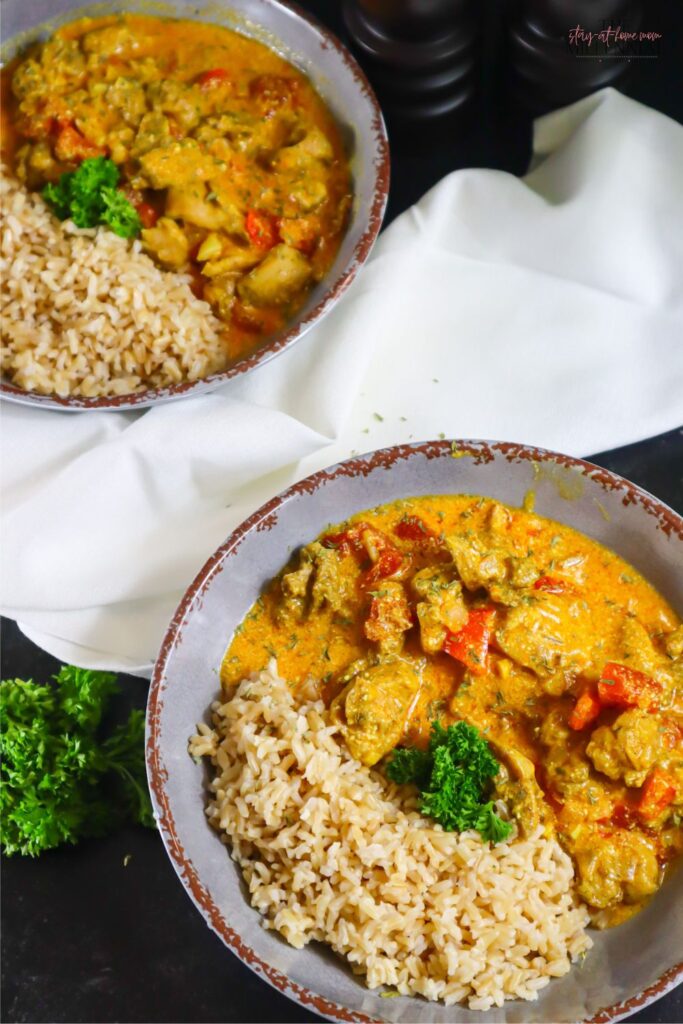 Coconut Curry Chicken Rice Bowls - The Millennial Stay-At-Home Mom